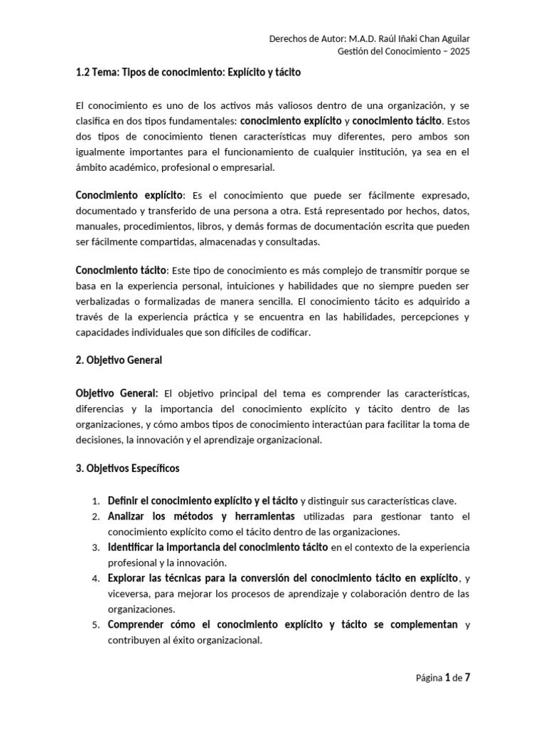 Conocimiento Explícito y Tácito en Organizaciones | PDF | Conocimiento ...