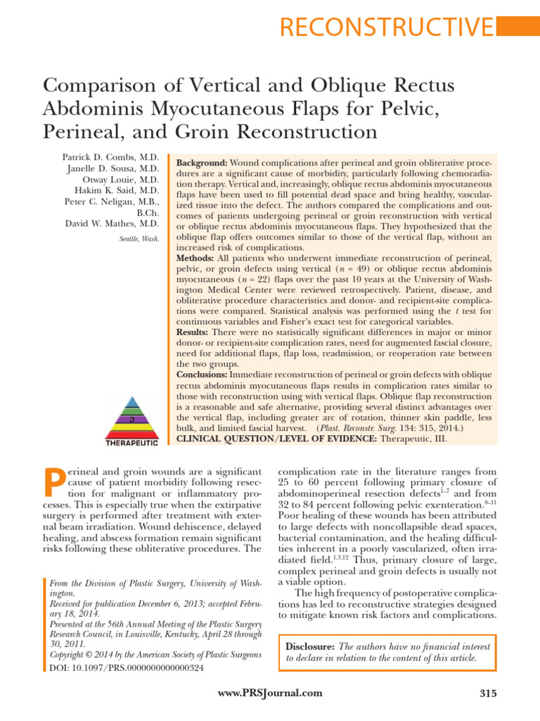 Comparison of Vertical and Oblique Rectus Abdominis Myocutaneous Flaps ...