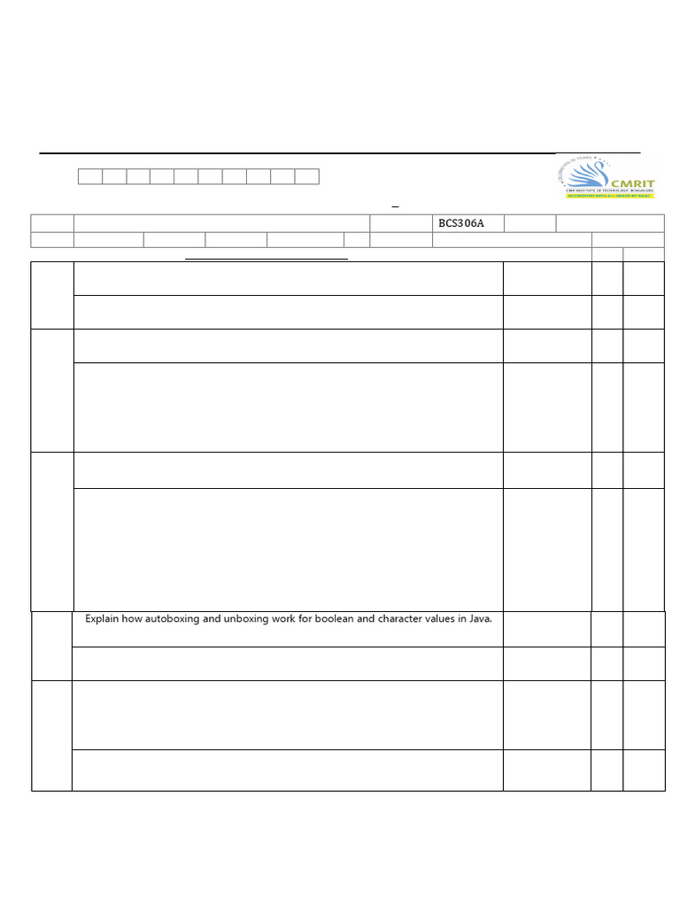 IAT-III Question Paper with Solution of BCS306A Object Oriented ...