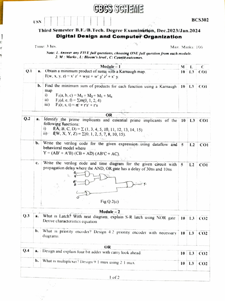VTU Exam Question Paper With Solution of BCS302 Digital Design and ...