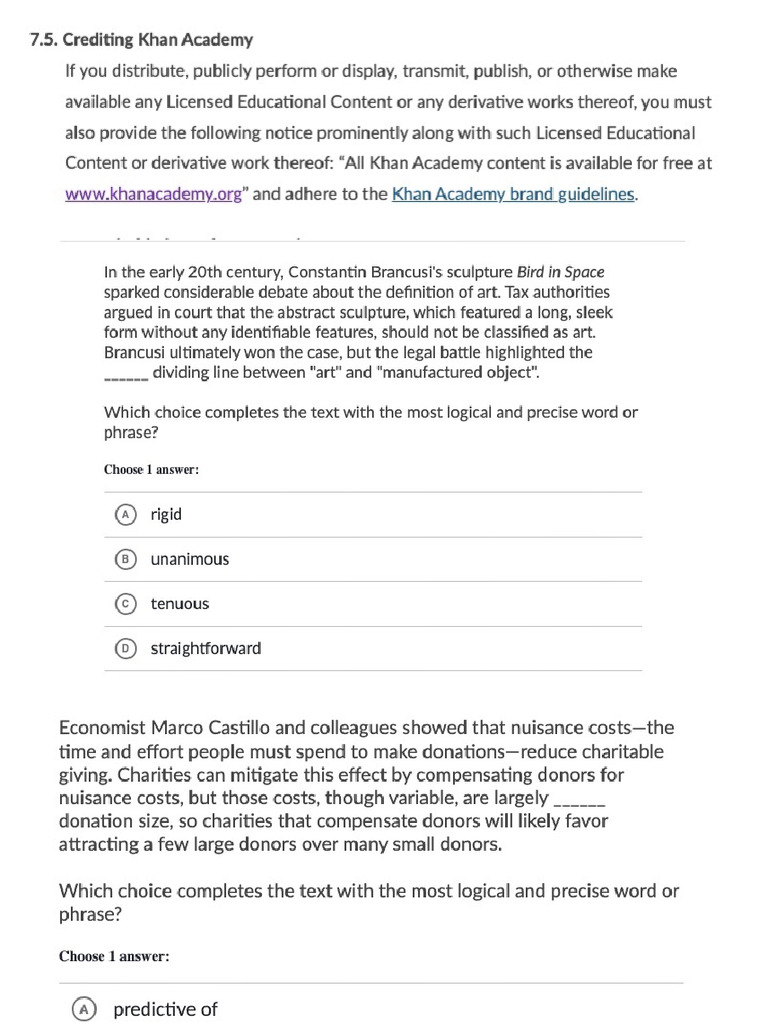 Khan Academy Advanced - Words in Context | PDF