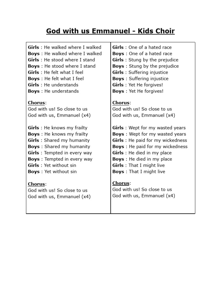 God With Us - Kids Song - Updated - Final | PDF