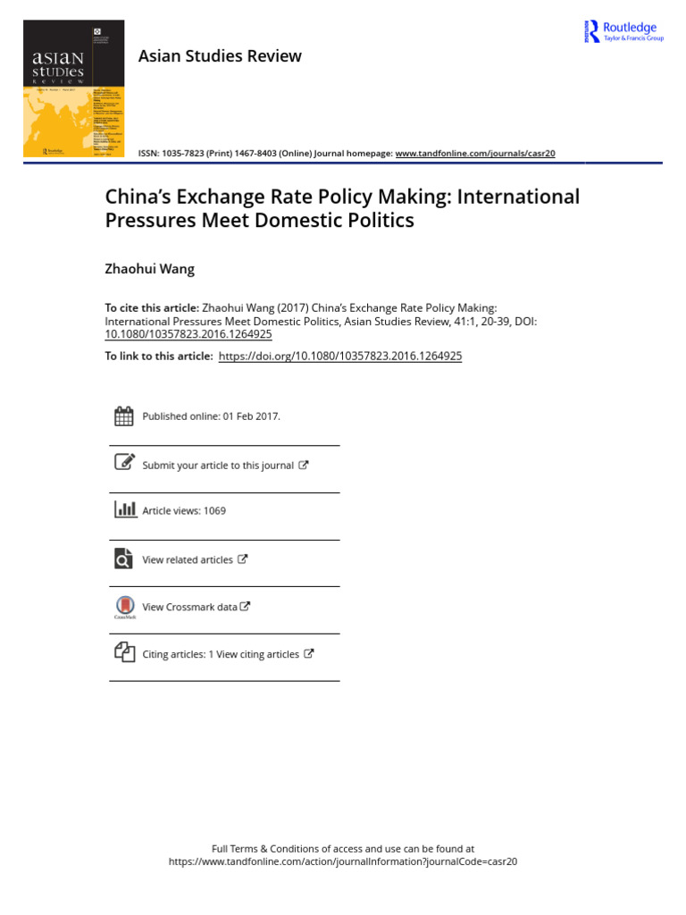 China S Exchange Rate Policy Making International Pressures Meet ...