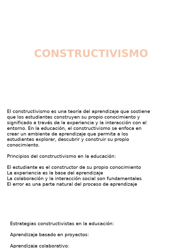 Constructivismo en la Educación | PDF