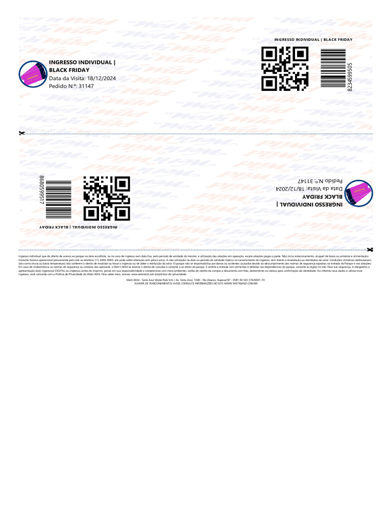 Ingresso Parque Aquatico | PDF