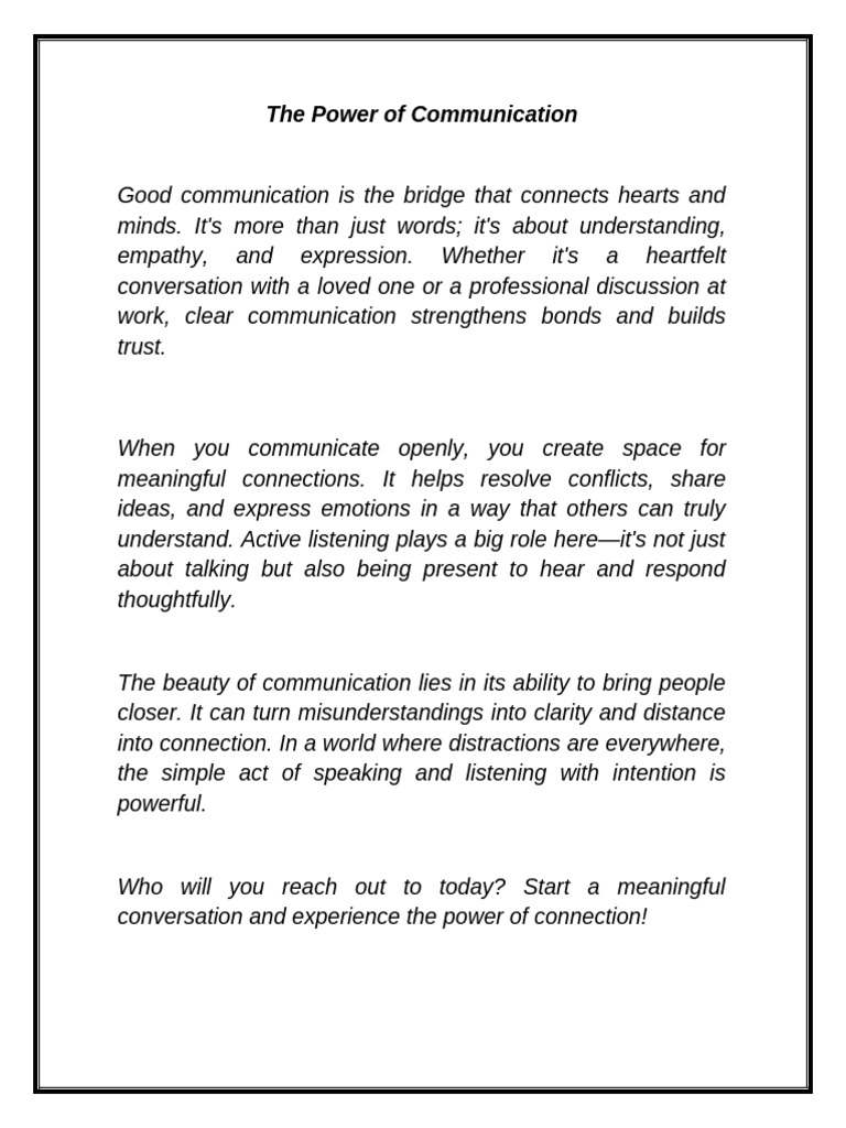 The Power of Communication | PDF
