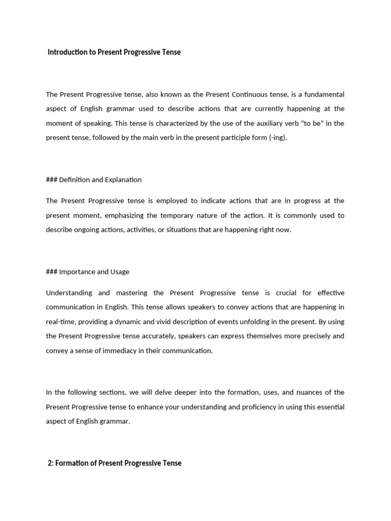 Present Progressive Tense Introduction to-WPS Office | PDF ...