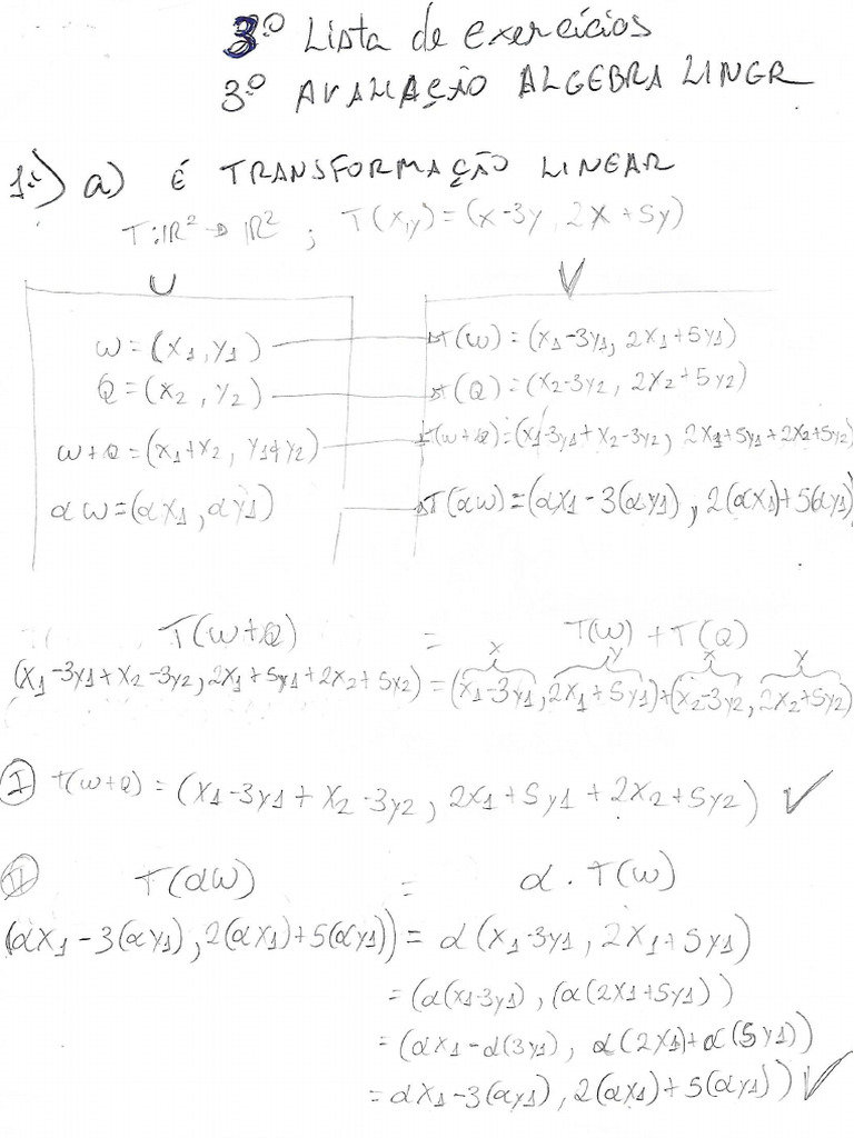 3 Lista Álgebra Linear Anderson Martiniano | PDF