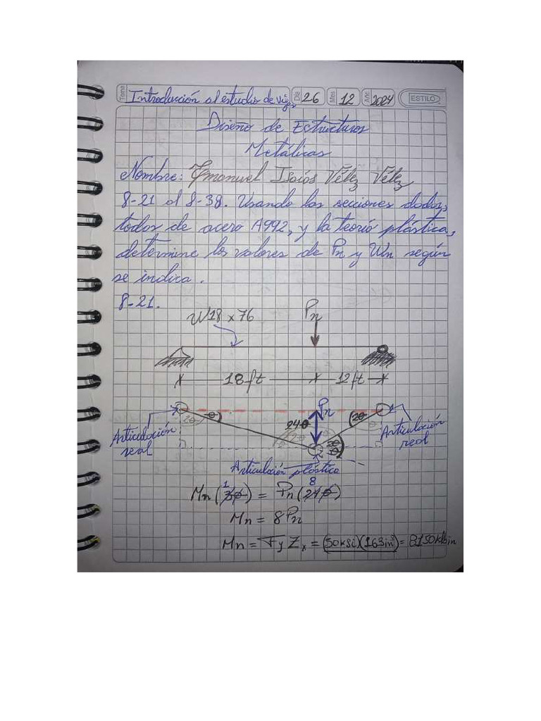 Emanuel Vélez - Tarea N°8 - Diseño de Estructuras Metálicas - 1B | PDF