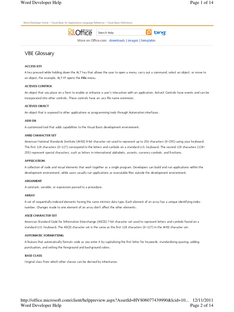 10 Visual Basic Glossary | PDF | Data Type | Subroutine