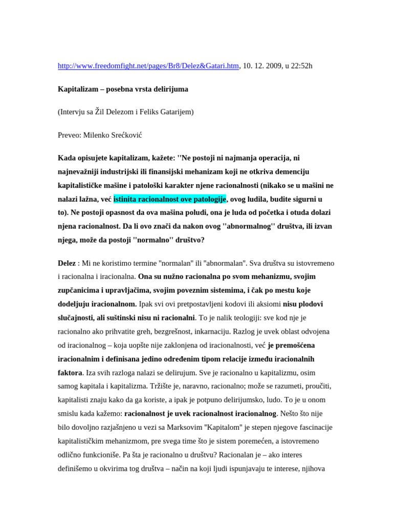 GatariDeleziNTERVJUI - Fuko I Delez - Eseji - SubjektFilizofski Pojam - Knjizevnost I Zivot | PDF