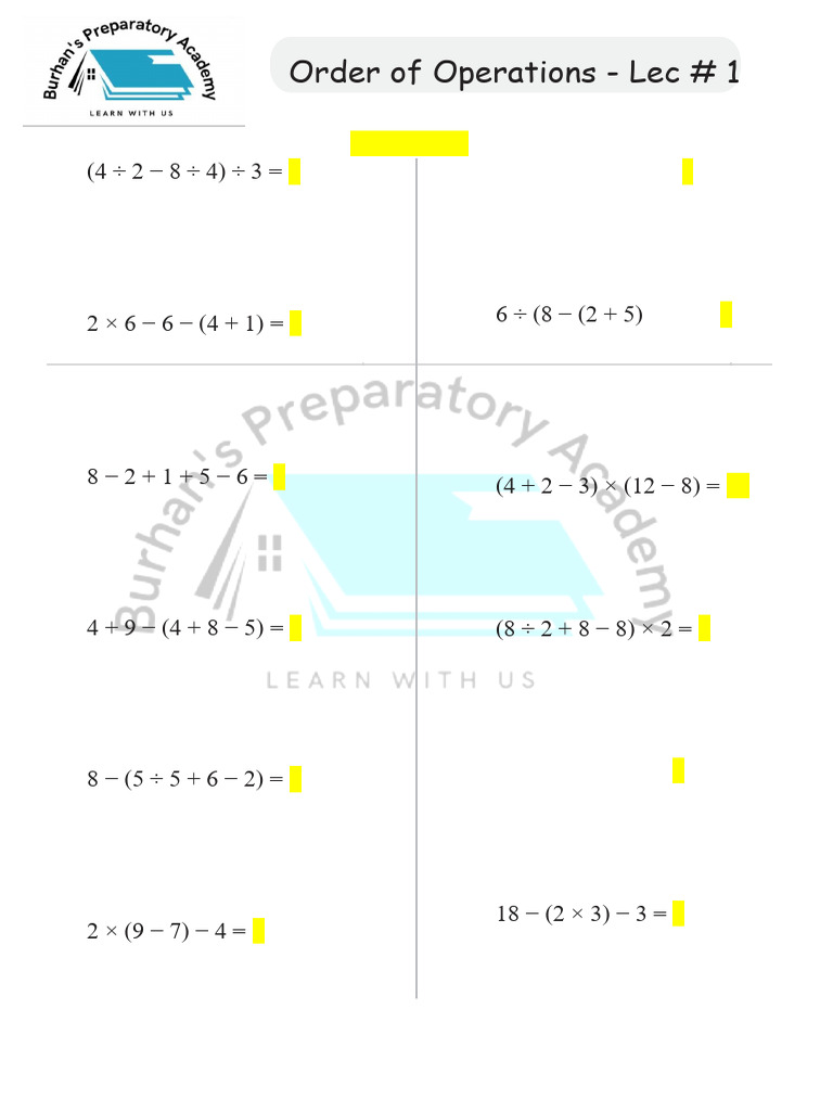 BODMAS Operations Lecture 1 Homework 1 Answers | PDF