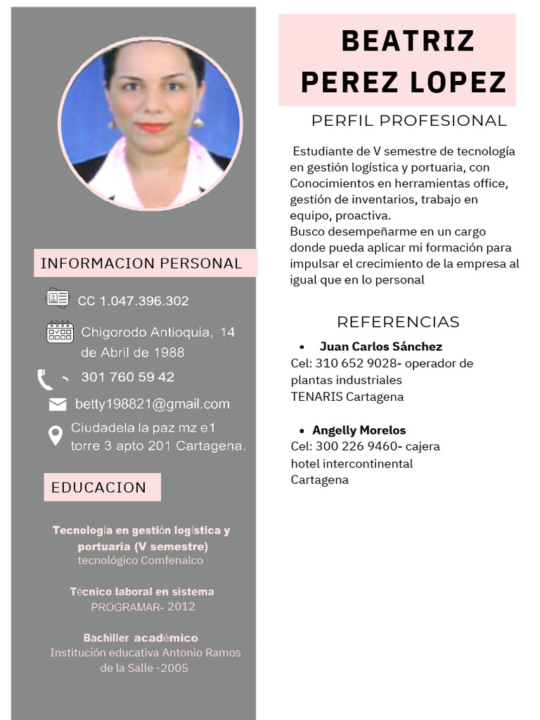 Hoja de Vida Beatriz Perez Lopez | PDF