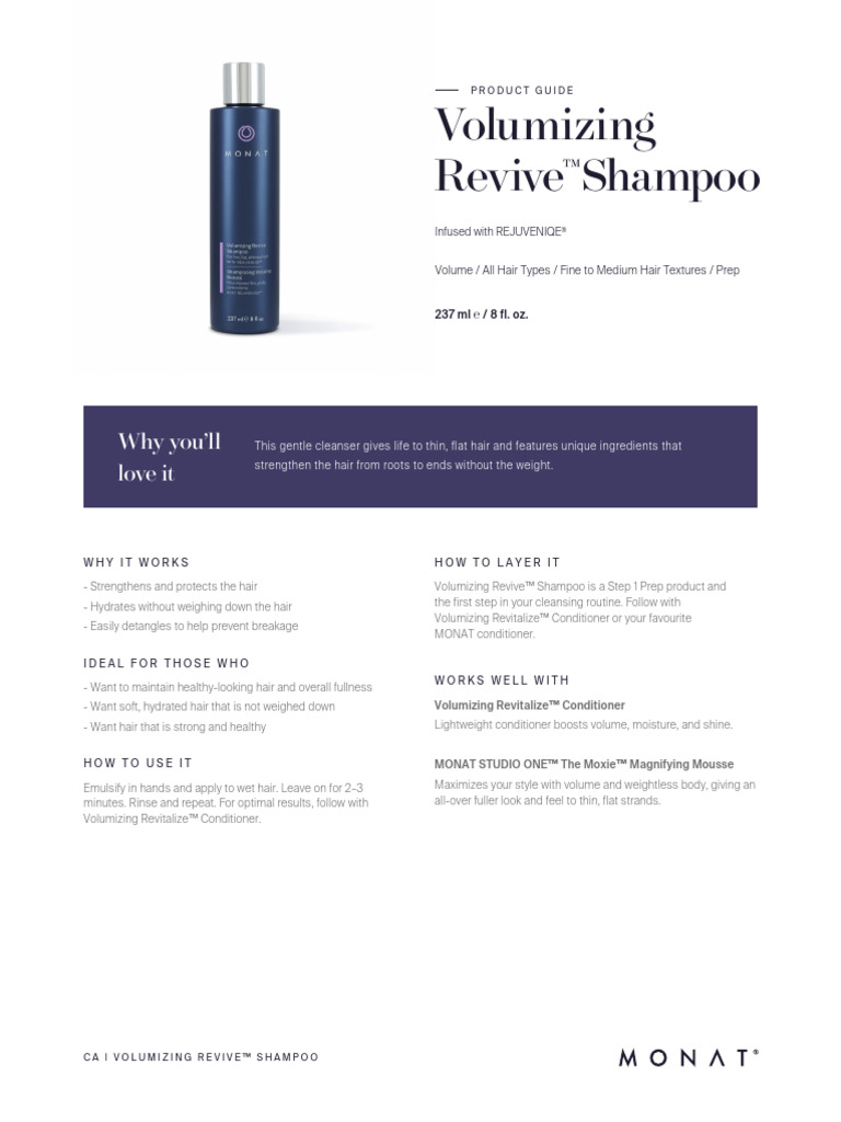 CAN - Volumizing Revive Shampoo - Info Sheet | PDF | Shampoo | Hair