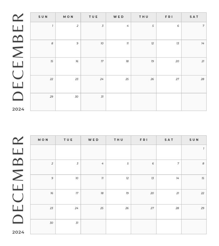 December 2024 Black Calendar | PDF