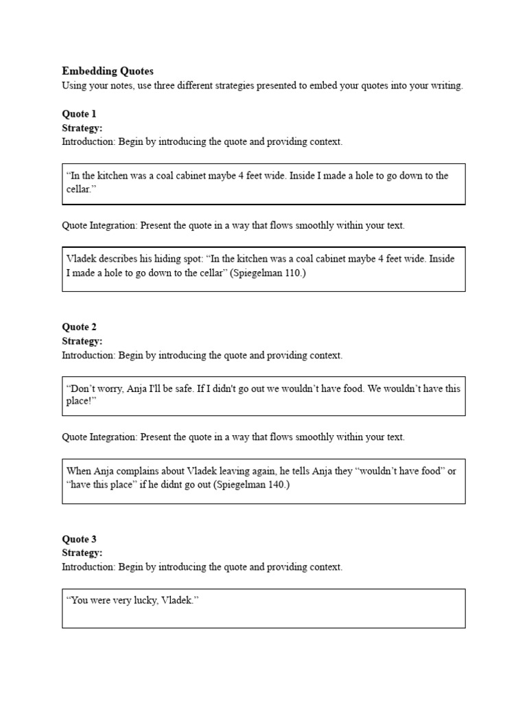 Embedding Quotes in Writing Techniques | PDF