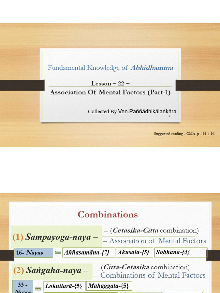 Mental Factors in Abhidhamma Explained | PDF | Buddhist Philosophical ...