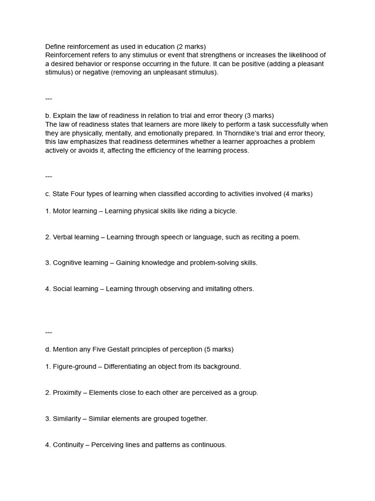 Key Concepts in Educational Psychology | PDF | Learning | Reinforcement