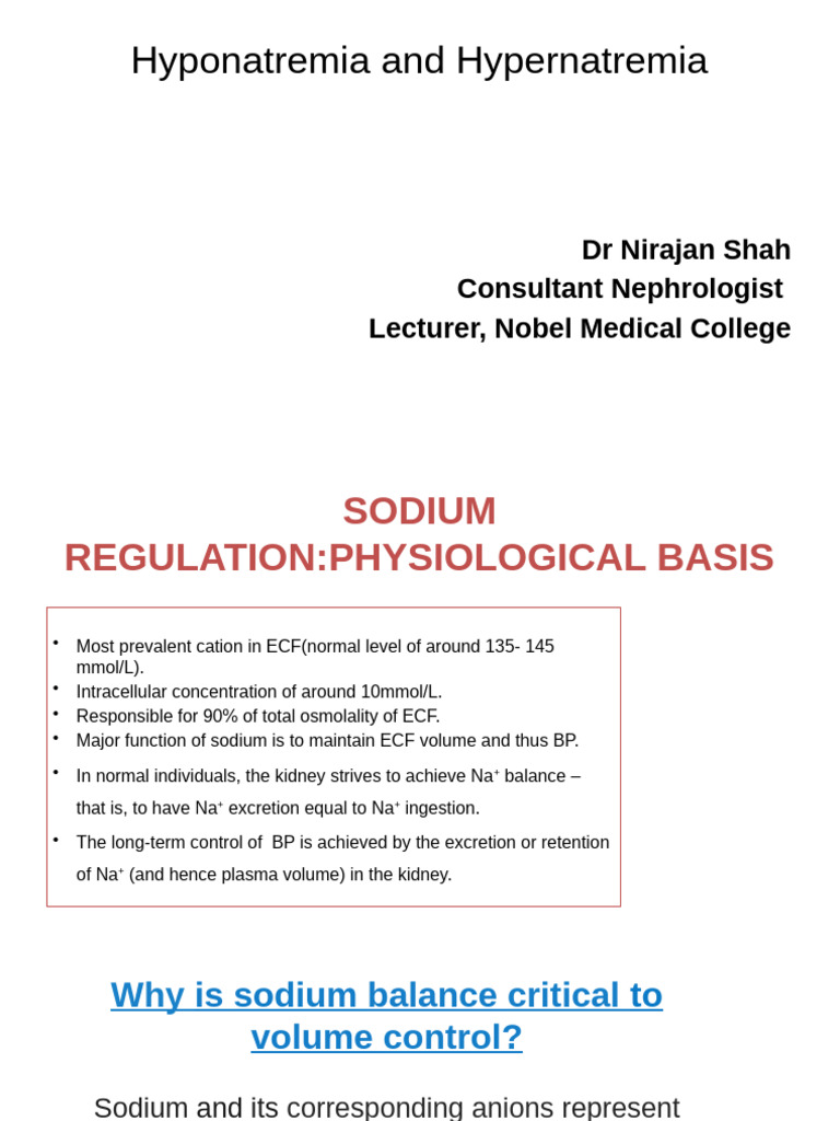 Understanding Hyponatremia and Hypernatremia | PDF | Clinical Medicine ...
