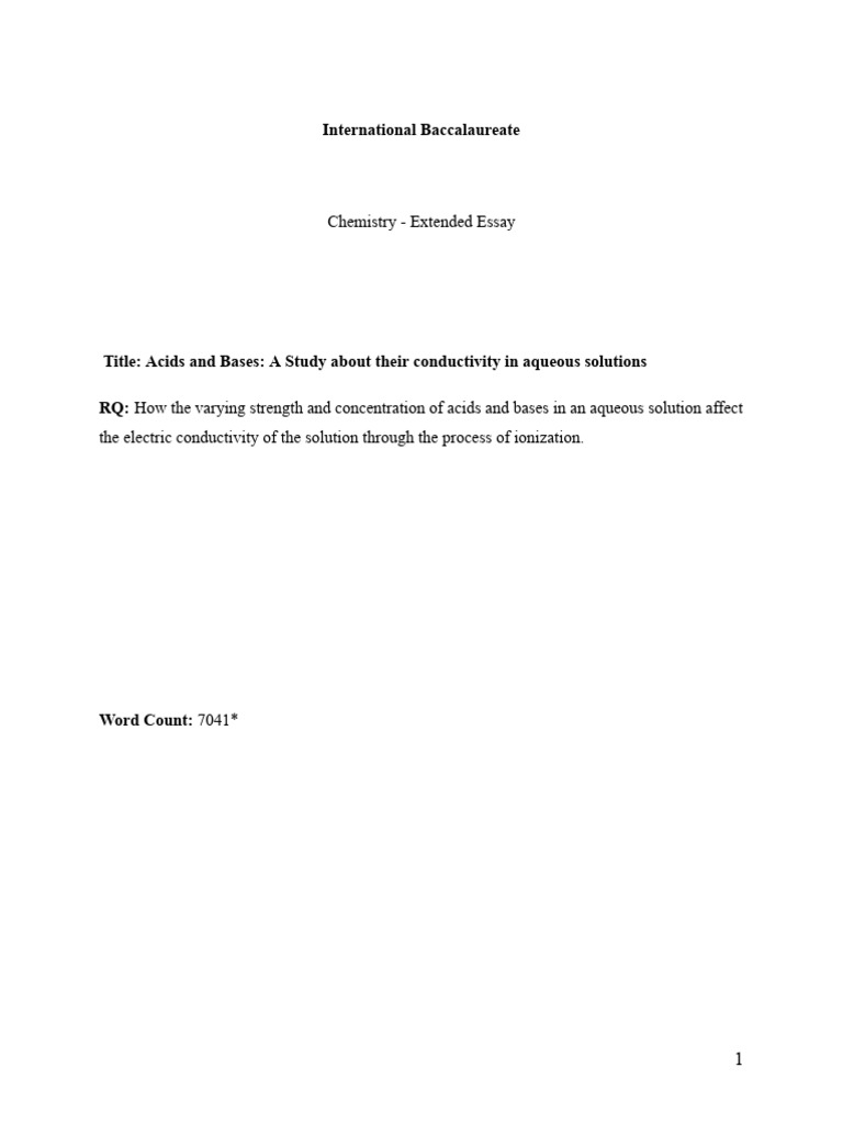 Extended Essay - Chemistry - IB | PDF | Acid | Acid Dissociation Constant