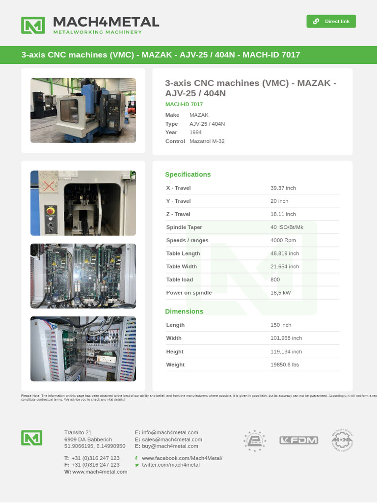 Mazak-Ajv-25-404n-7017 Manual | PDF