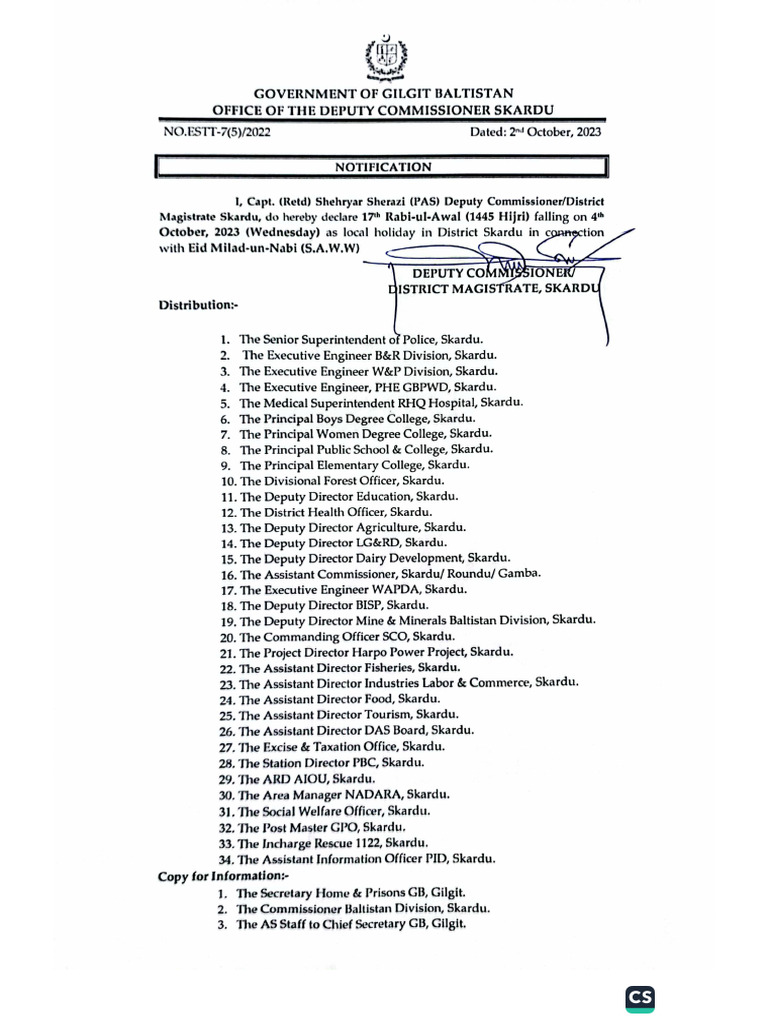 Holiday Notification | PDF