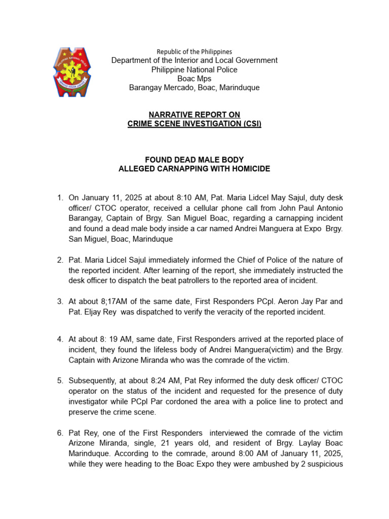 Crime Scene Investigation Report: Homicide | PDF | Crime Scene | Law ...