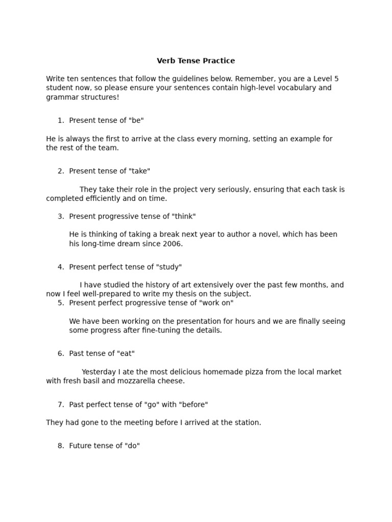 Advanced Verb Tense Exercises | PDF