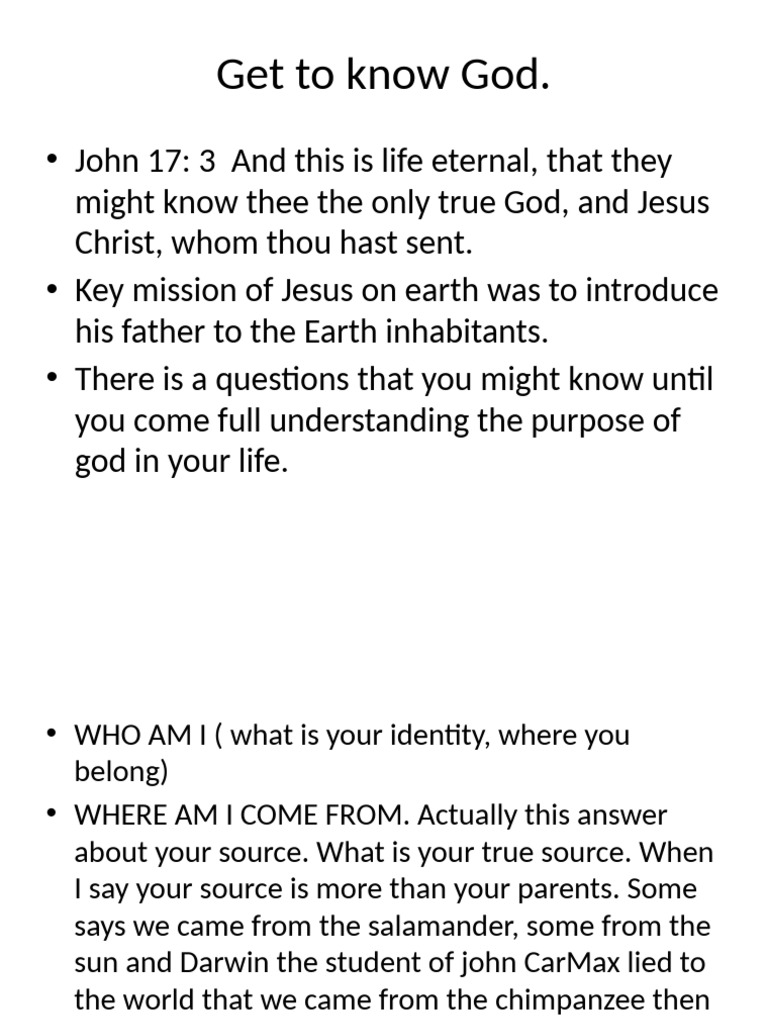 Get To Know God | PDF | Jesus | Eternal Life (Christianity)