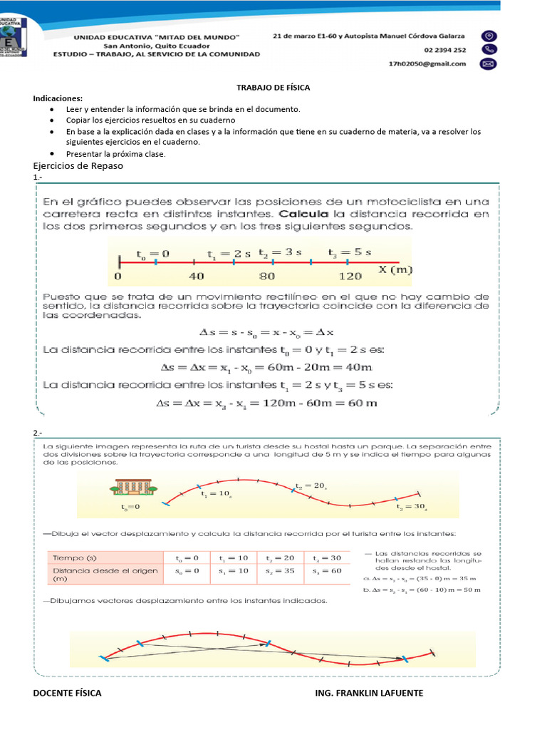 Física 1ro Bachillerato II Tri - Trabajo Asincrónico | PDF