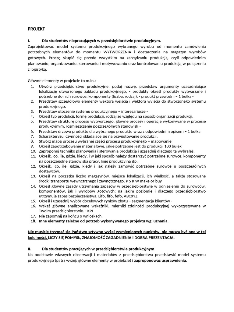 Projekt - Zarzä Dzanie - Produkcjä 2 | PDF