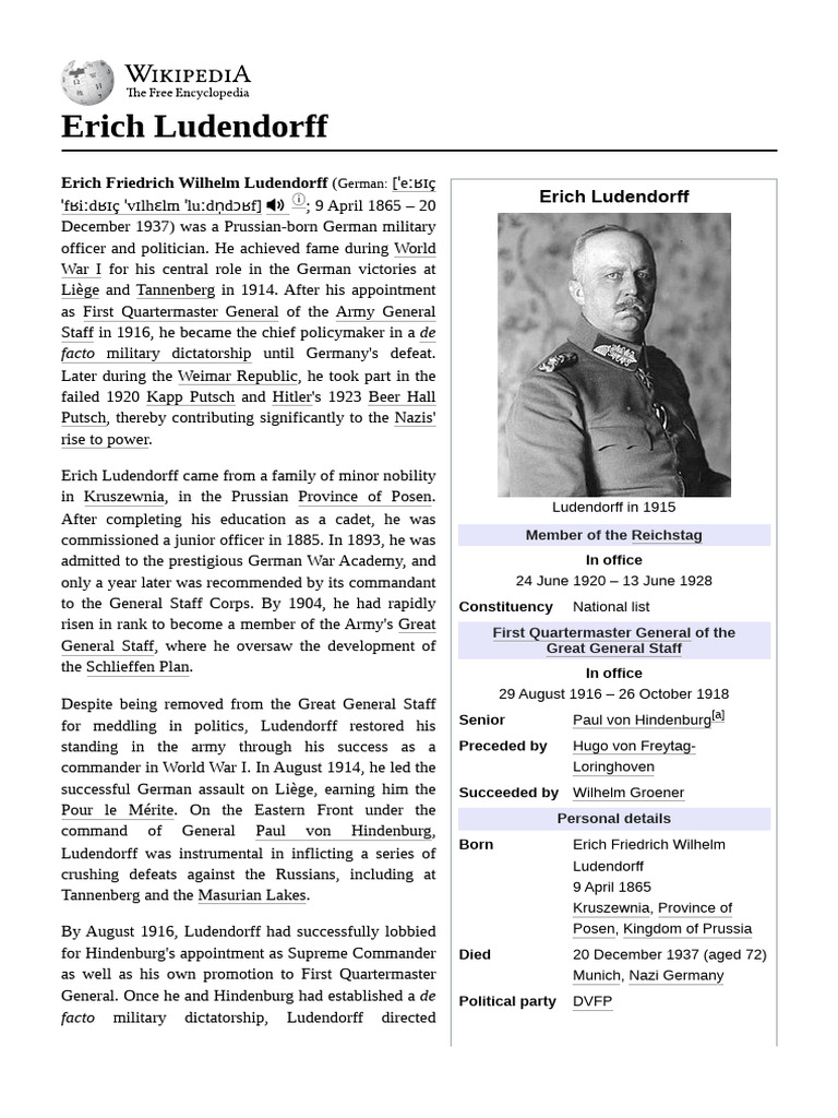 Erich_Ludendorff | PDF | German Empire | Western Front (World War I)