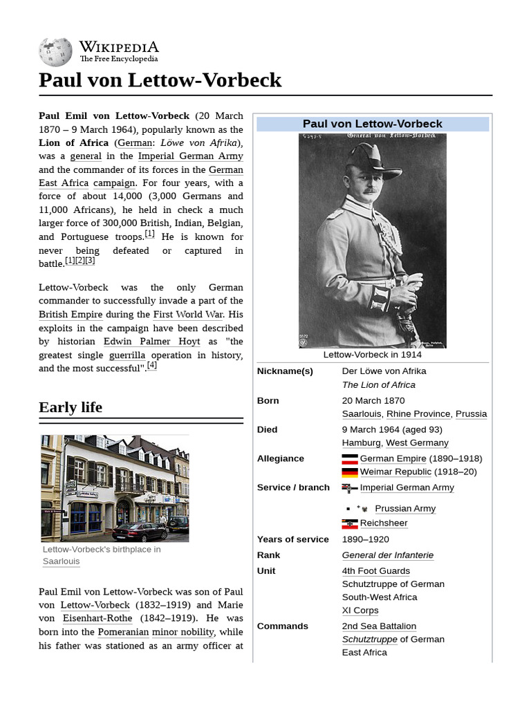Paul_von_Lettow-Vorbeck | PDF | Military | Military Of Germany