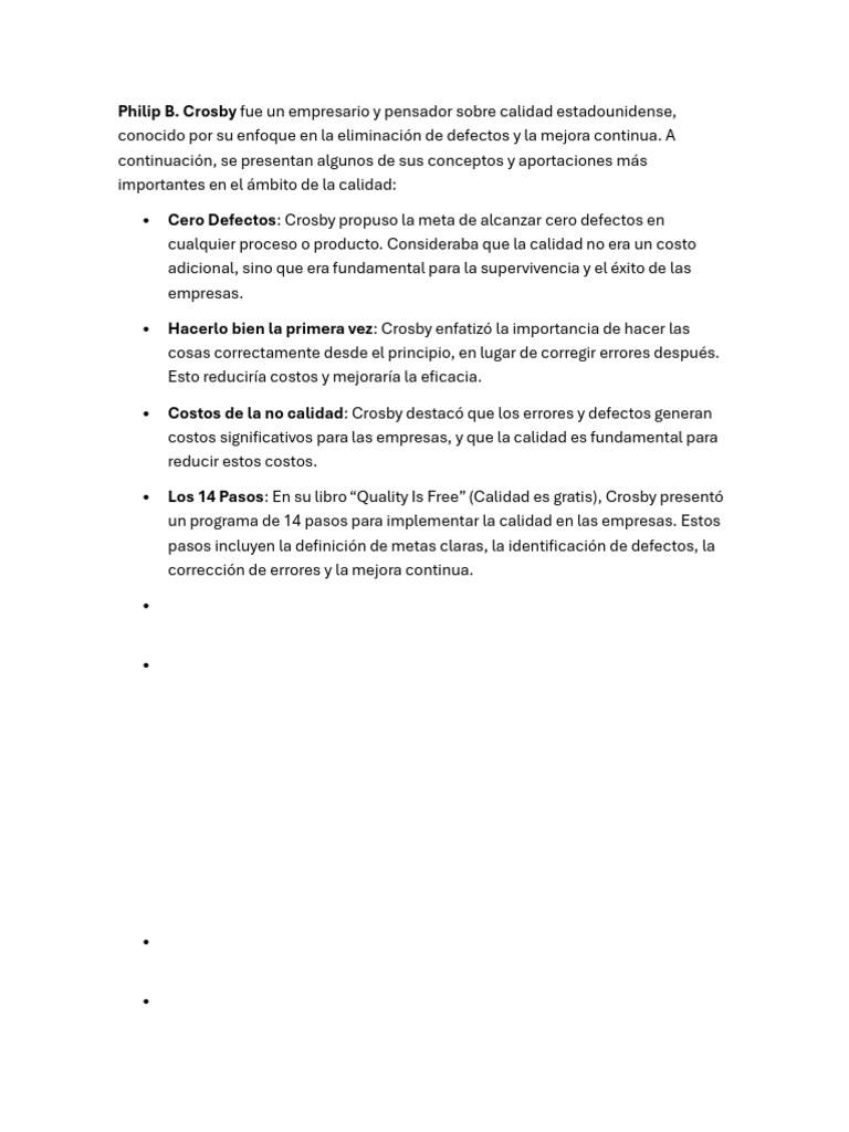 Filosofias de la calidad | PDF | Calidad (comercial) | Gestión de la calidad