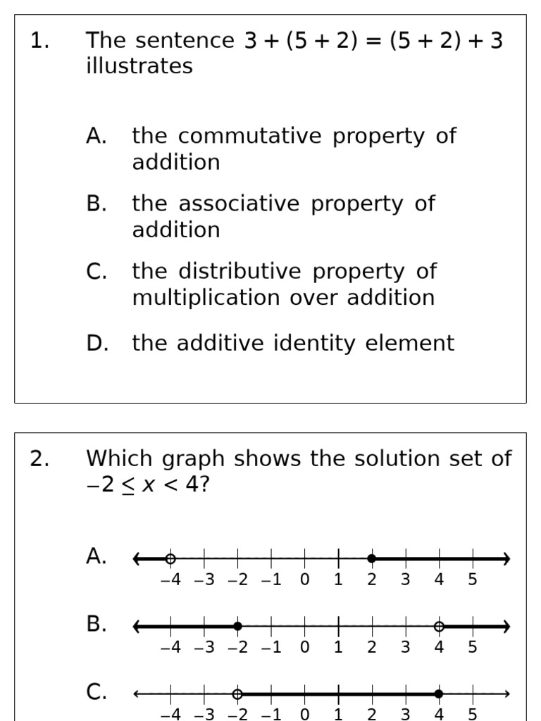 Math Inequalities and Properties Quiz | PDF | Mathematical Relations ...