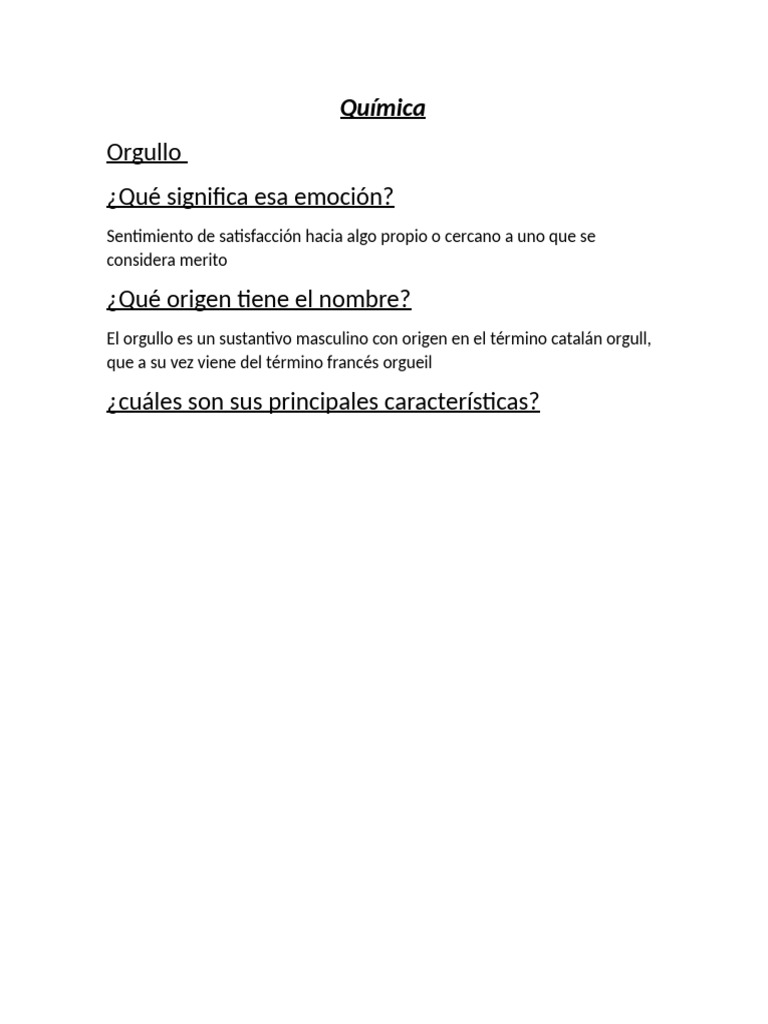 Orgullo ¿Qué Significa Esa Emoción? | PDF