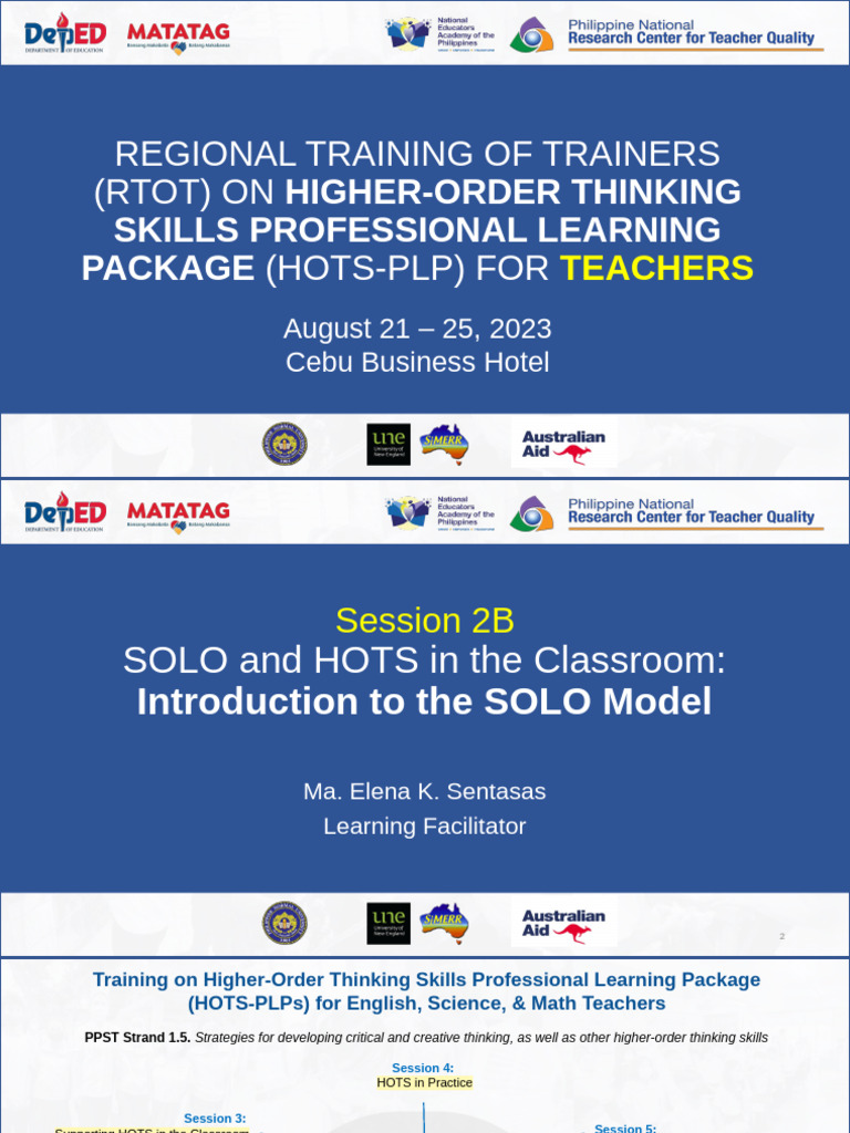HOTS Training: SOLO Model for Teachers | PDF | Thought | Learning