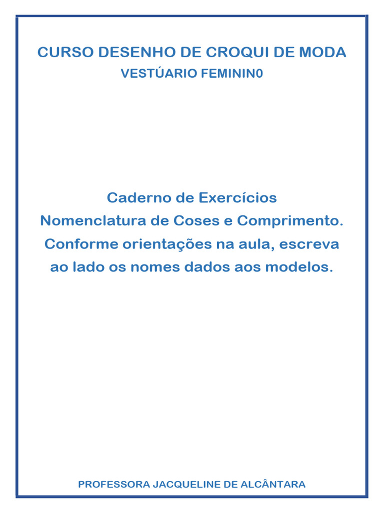 Caderno Exercício Nomenclatura Cós e Comprimento | PDF