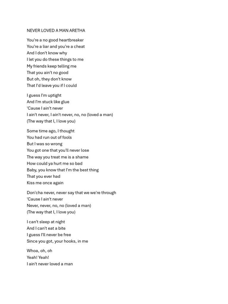 Never Loved A Man Aretha | PDF