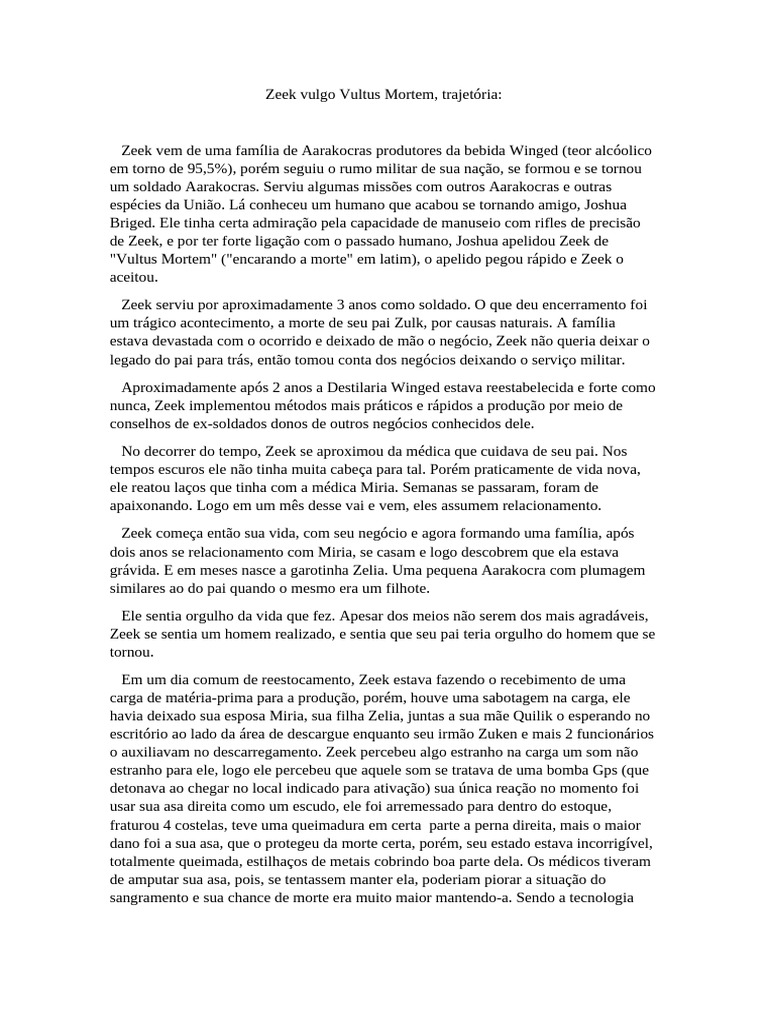 A Jornada de Zeek: De Soldado a Vingador | PDF | Morte | Família