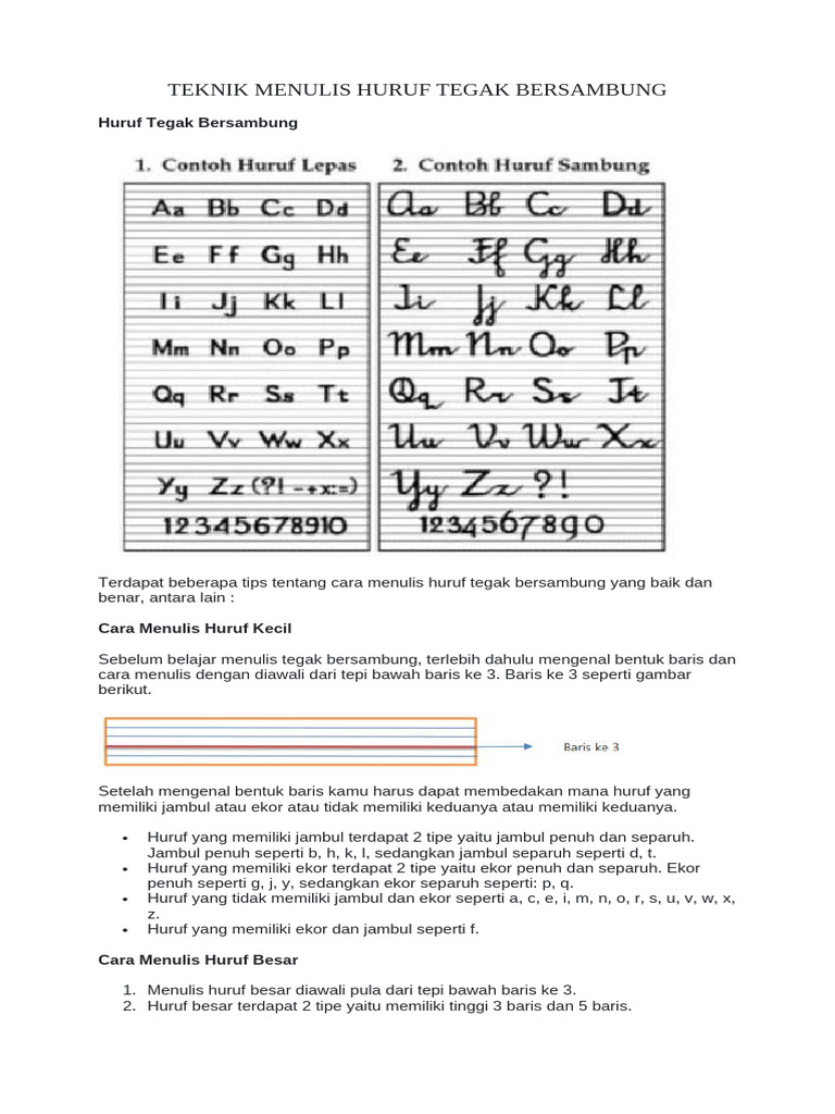 Teknik Menulis Huruf Tegak Bersambung | PDF