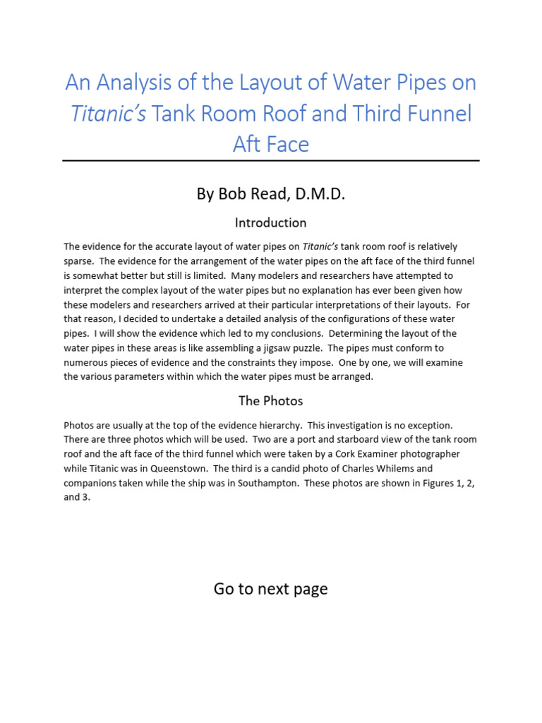 Titanic Water Pipe Layout Analysis | PDF | Pipe (Fluid Conveyance)