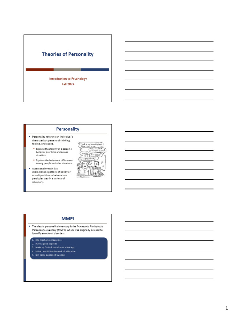 Lecture 13. Theories of Personality | PDF | Id | Unconscious Mind