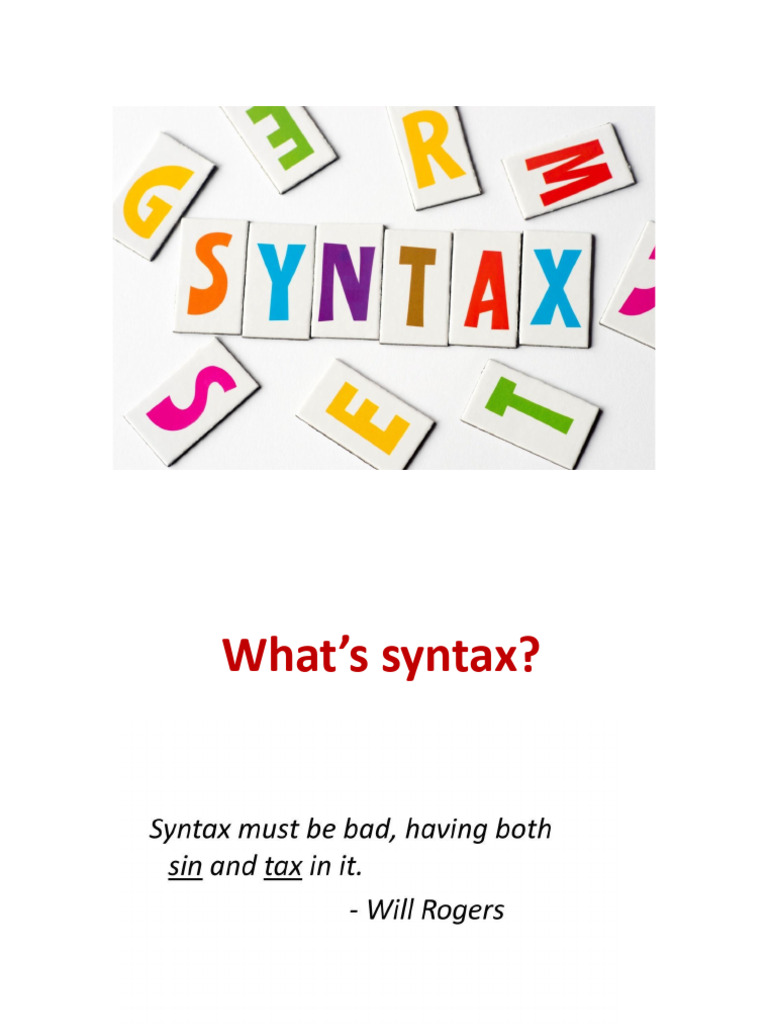 Introduction To Syntax | PDF | Syntax | Semantics