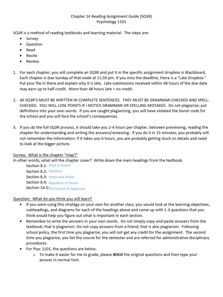 Kami Export - psyc 1101 chap 14 sq3r | PDF | Stress (Biology) | Positive Psychology