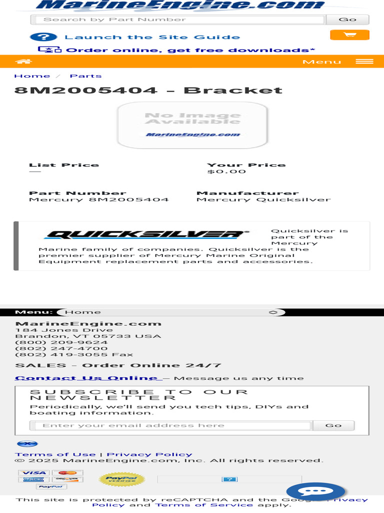 Mercury Quicksilver 8M2005404 - Bracket | PDF