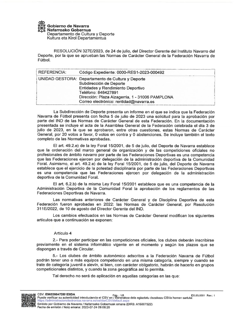 Normas de Car Cter General de La Federaci n Navarra de F Tbol | PDF