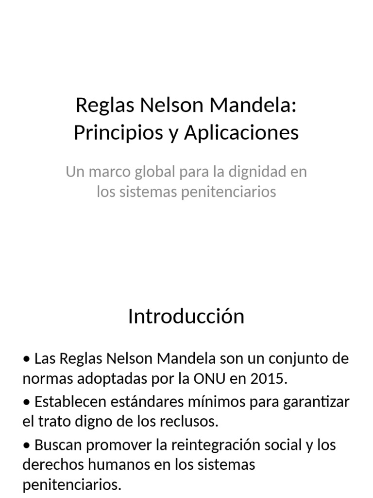 Reglas Nelson Mandela Presentación | PDF