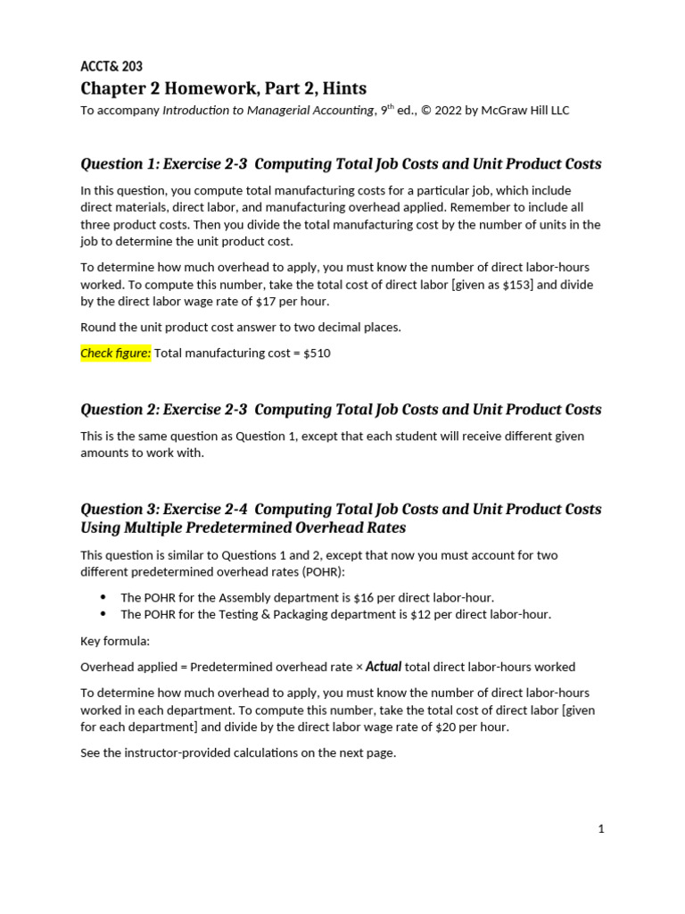Chap 2 Homework-Part 2 Hints 9e | PDF | Business Economics | Management ...