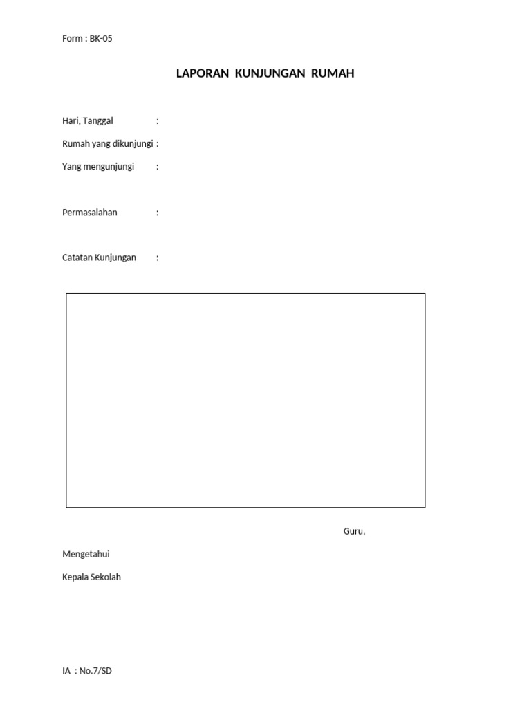 Bk-05 Laporan Kunjungan Rumah | PDF